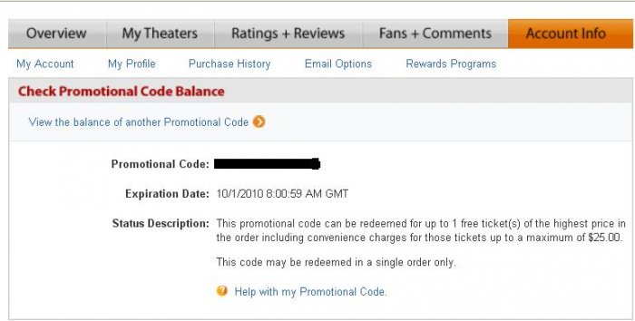 Fandango movie ticket code gift certificate up to $25