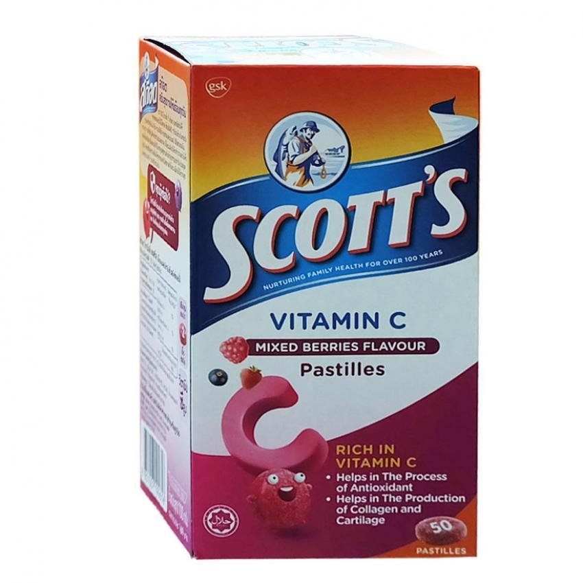 2 Scott's High in Vitamin C Pastilles 50 pastilles ea. Soft Chewy Berrie