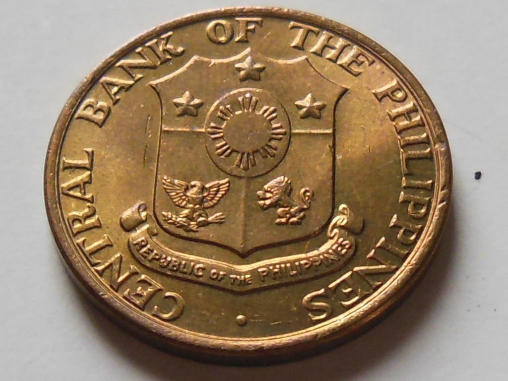 1958 Philippine 5 Five Centavos Coin Brass KM187 1st Year Issued AU ...
