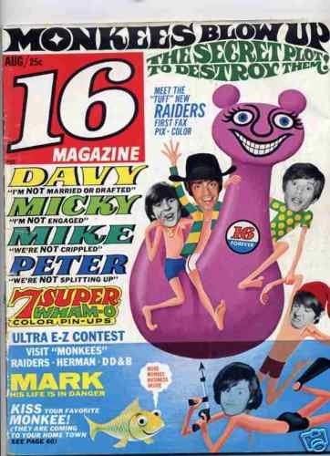 Sixteen 16 Magazine August 1967 Beatles Elvis Raiders