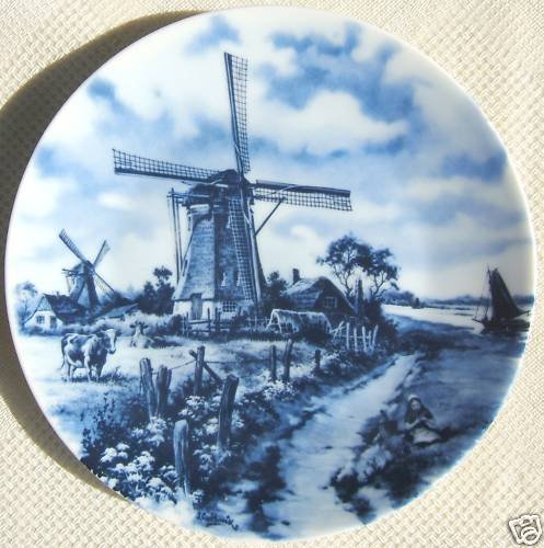 DELFT BLAUW HAND DECORATED WINDMILL PLATE 1984 HOLLAND