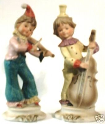Hand Painted Clown Figurines & Musical Instruments