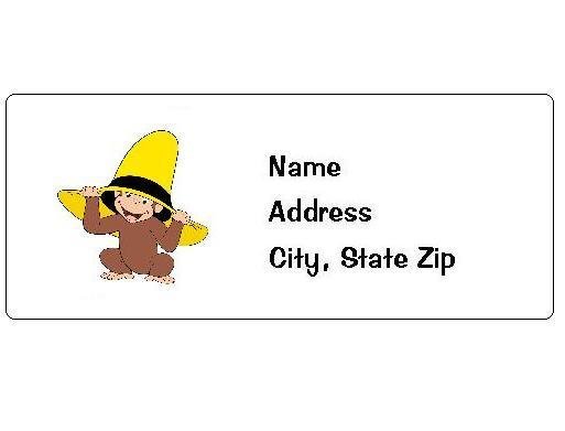 30 Personalized Curious George Return Address Labels