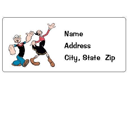 30 Personalized Popeye and Olive Oil Return Address Labels