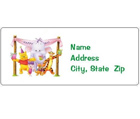 30 Personalized Winnie the Pooh Birthday Return Address Labels