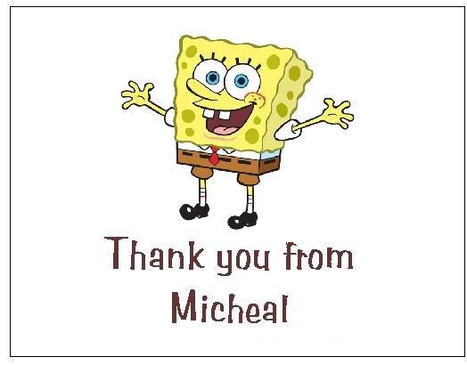 8 Personalized Spongebob Squarepants Thank You Cards / Note Cards
