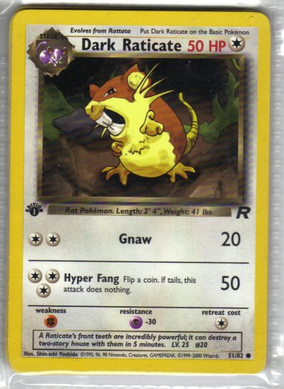 Pokemon Card Team Rocket Dark Raticate 51/82