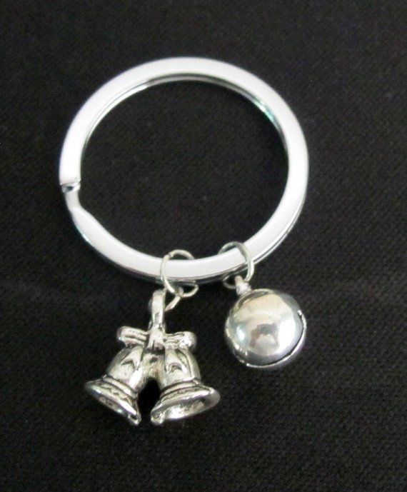Personalized Christmas keychain Jingle Bell Keyring women, teen keychain