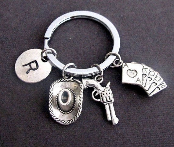 Poker Cards,Gambling,Poker keychain,Cowboy keychain,Deck Keychain ...