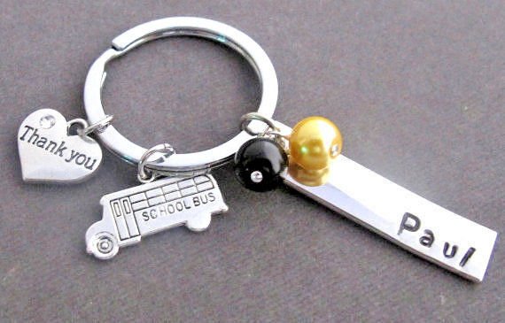 School Bus KeyChain, School Bus Driver Personalized Keyring, Thank you ...