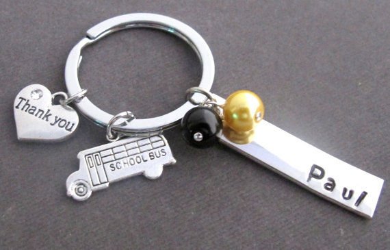 School Bus KeyChain, School Bus Driver Personalized Keyring, Thank you ...