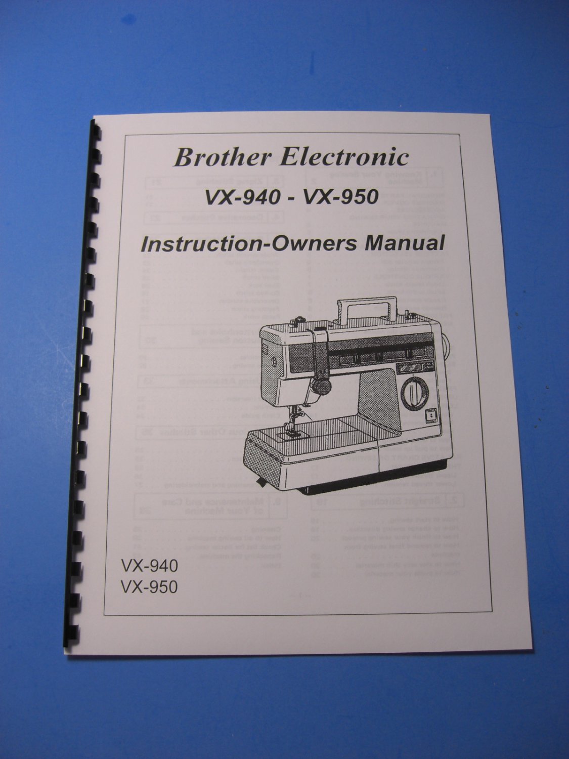 Brother Electronic VX-940 - VX-950 Sewing Machine Instruction Manual