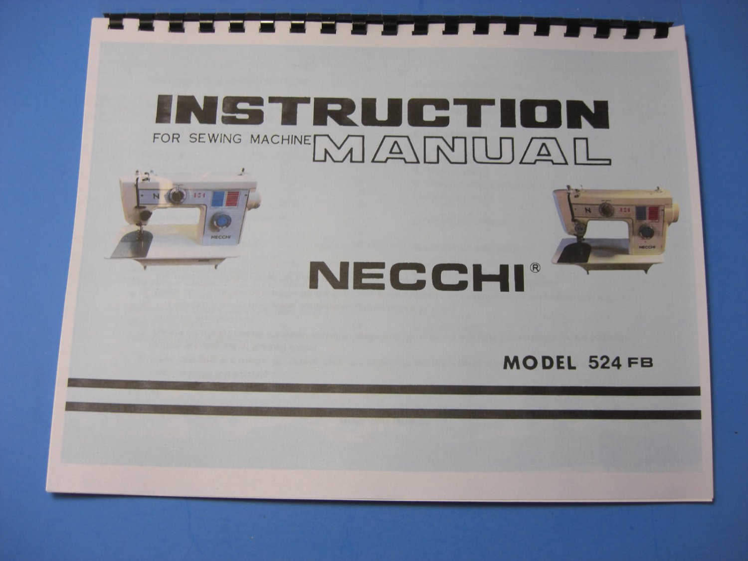 Necchi Model 524 FB Sewing Machine Instruction Manual
