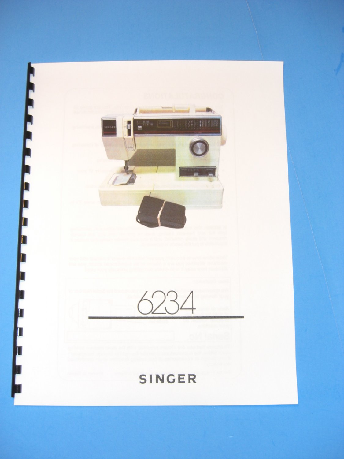 Singer 6234 Sewing Machine Instruction Manual - Printed