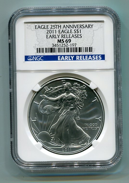 2011 AMERICAN SILVER EAGLE NGC MS69 EARLY RELEASE