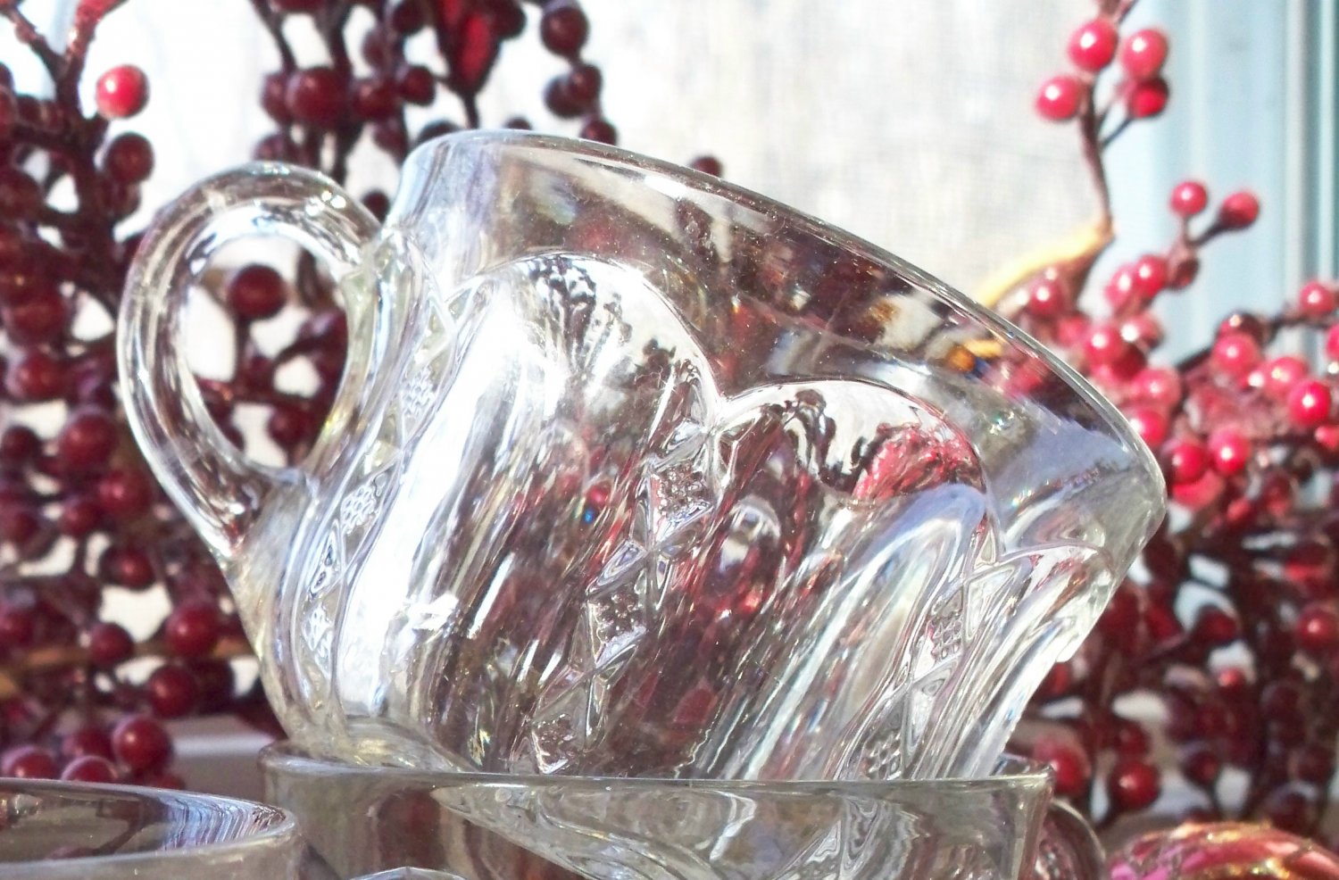 Set of 7 Duncan Miller DIAMOND RIDGE Pattern #48 Crystal Punch Cups