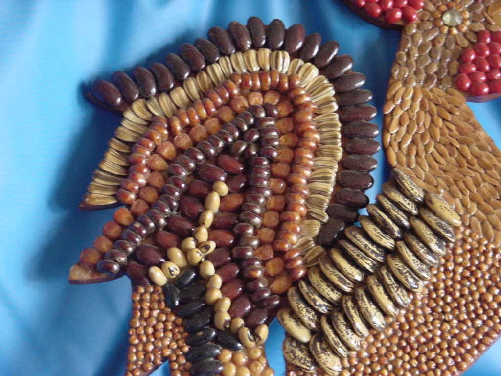 Seed Mosaic Rooster chicken figure Seed picture crop art seed craft No. 134
