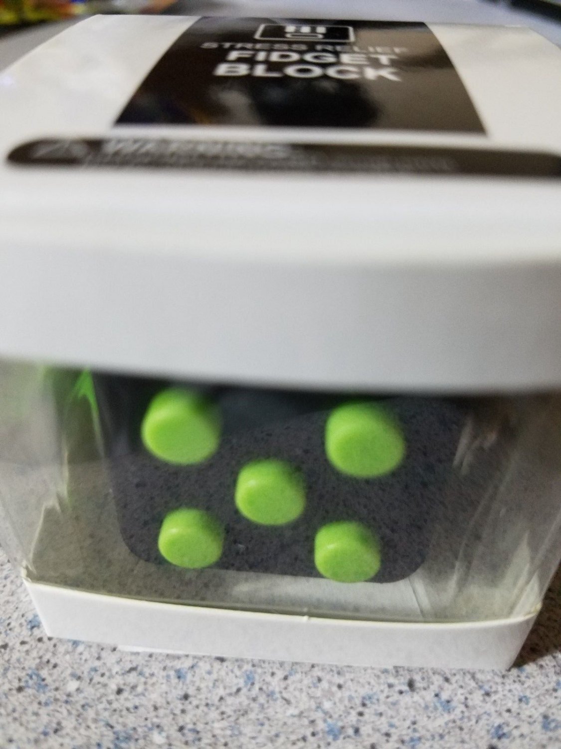 Fidget Block Anti-Anxiety Stress Relief Black & Green Toy Cube