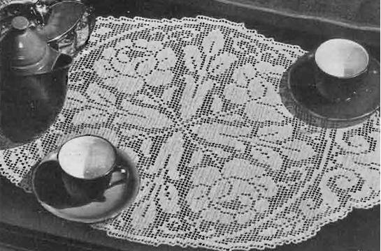 Rose Filet Crochet Rose Pattern Doily Charted