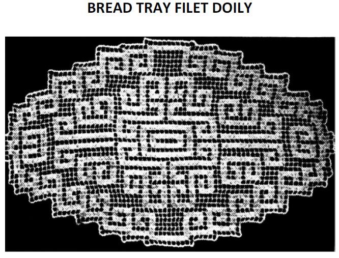 Crochet Pattern Greek Key, Lace Bread Tray Crochet Doily