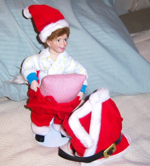 Norman Rockwell Scotty Plays Santa porcelain doll