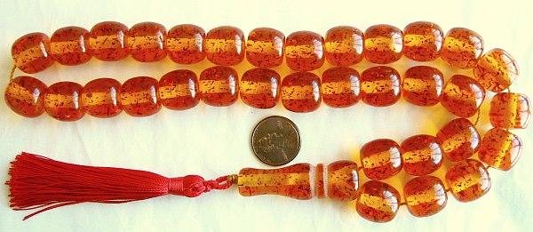 ISLAMIC PRAYER WORRY BEADS RED SPECKLED MISKETA