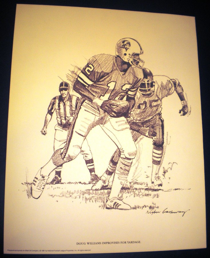 Doug Williams Tampa Bay Buccaneers Shell Oil Drawing NFL 1981