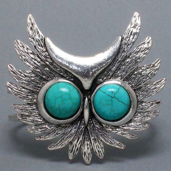OWL BRACELET SOUTHWESTERN STYLE TURQUOISE BIRD CUFF
