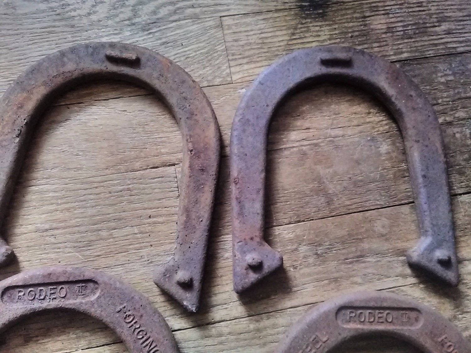 5 Antique DOUBLE RINGER Cast Iron Drop Forged HORSESHOES RODEO STEEL ...