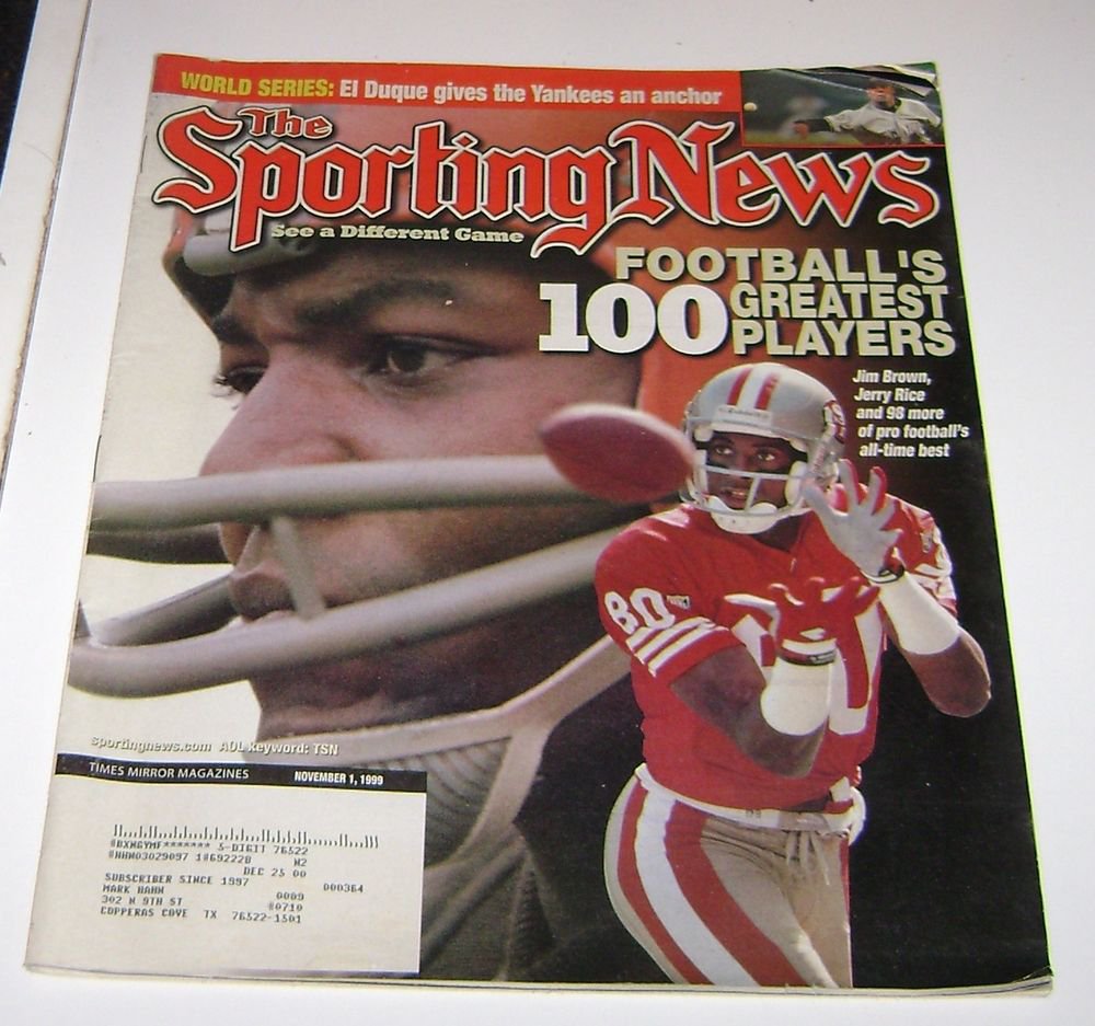 Sporting News Magazine Footballs 100 Greatest Players Jerry Rice Cover 1999