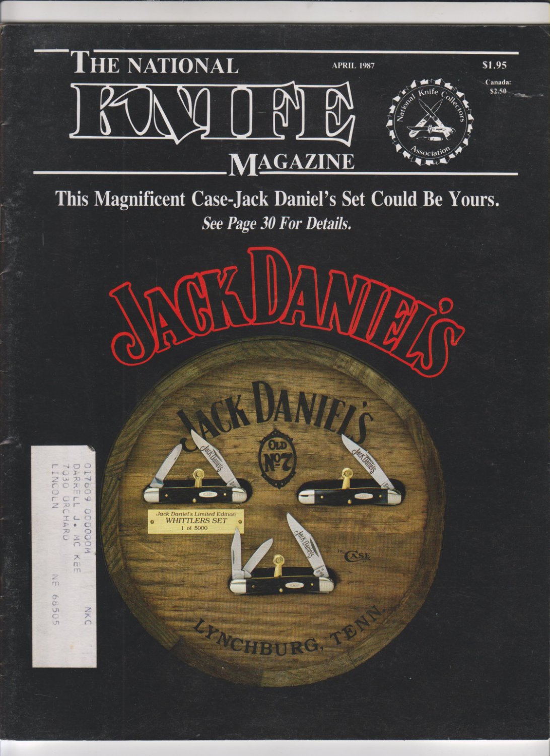 the national knife magazine april 1987 jack daniels feature