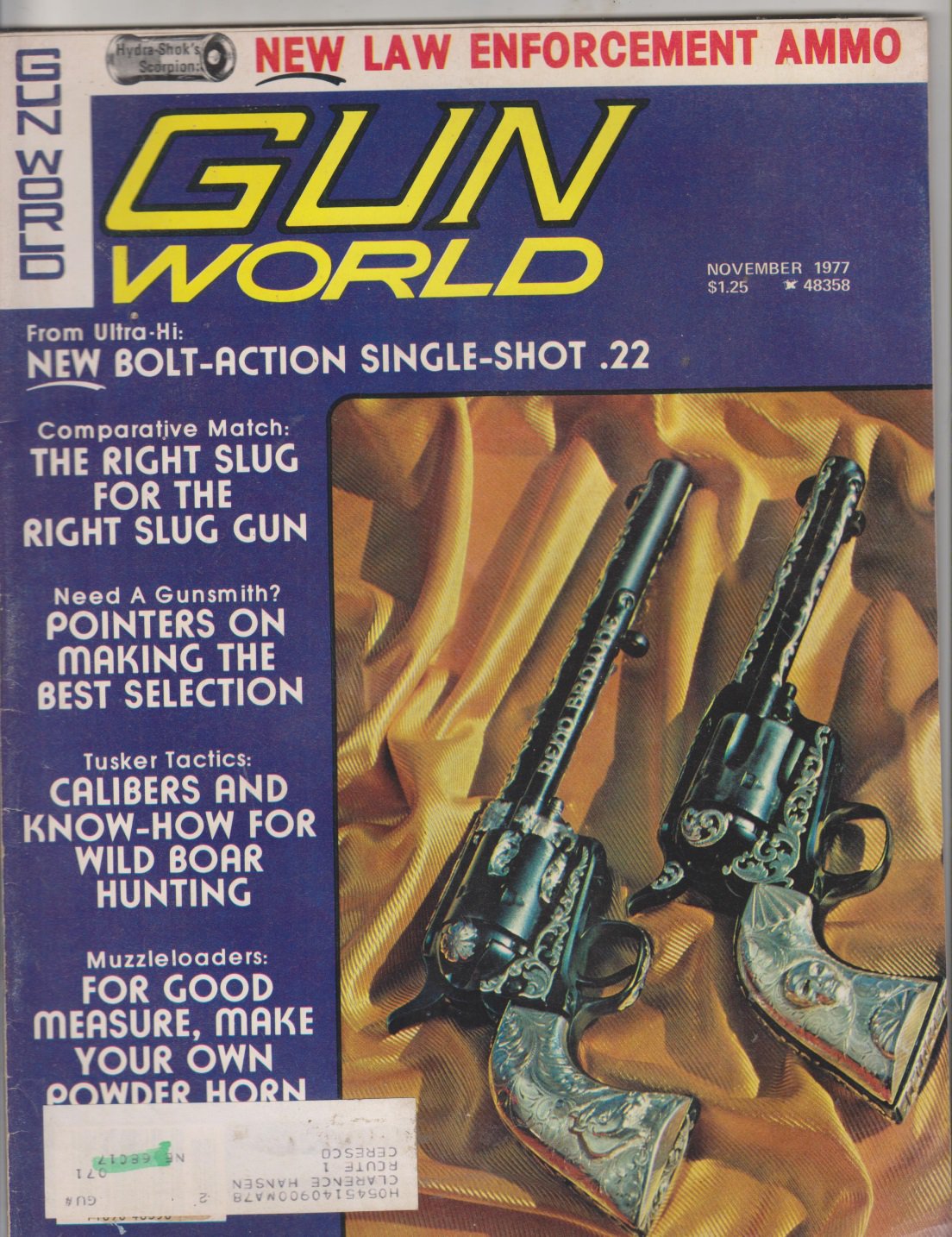 GUN WORLD November 1977 Magazine Ultra-Hi Bolt Action Single Shot .22 ...