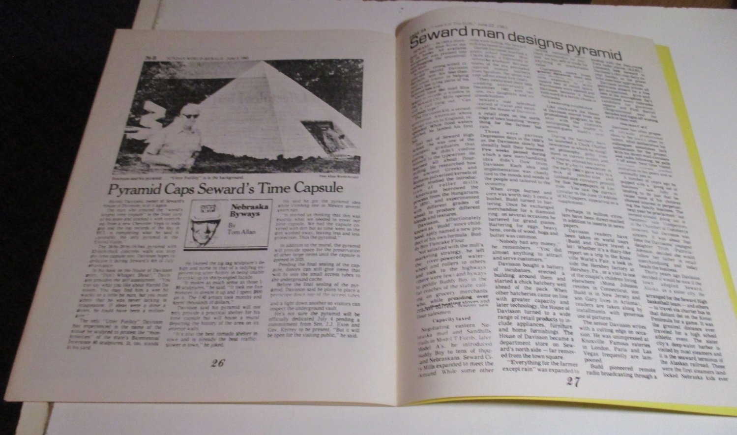 Building of a Pyramid Harold Davisson 1983 Seward Nebraska Time Capsule