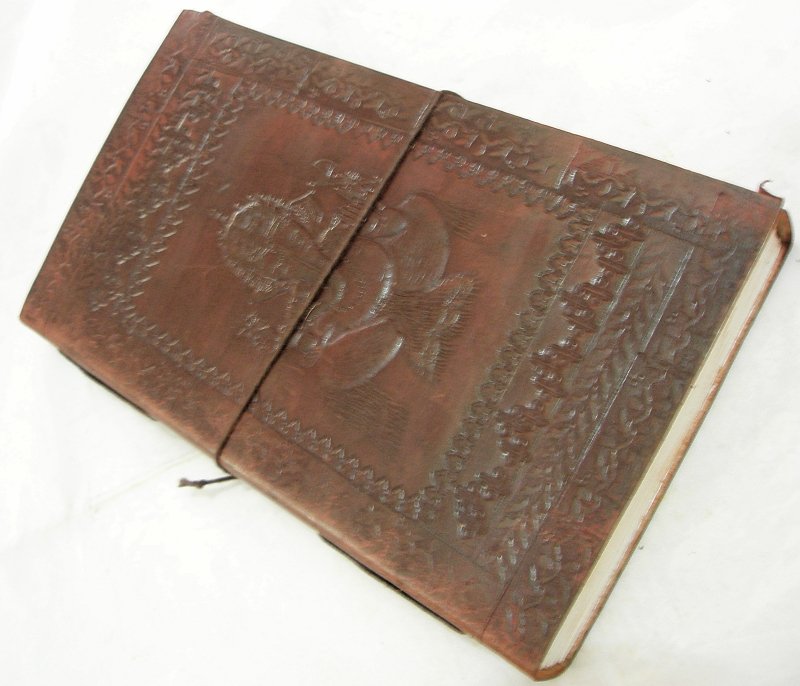Handcrafted Hindu Elephant God Embossed Leather Journal Diary Blank ...