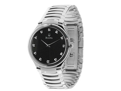 BULOVA Mens SILVER 12 DIAMONDS Ultra THIN Watch $995