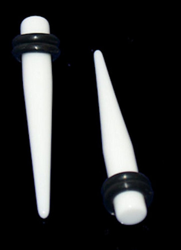 Pair White Acrylic Straight 4G 5mm Ear Taper Expander Stretcher Plugs
