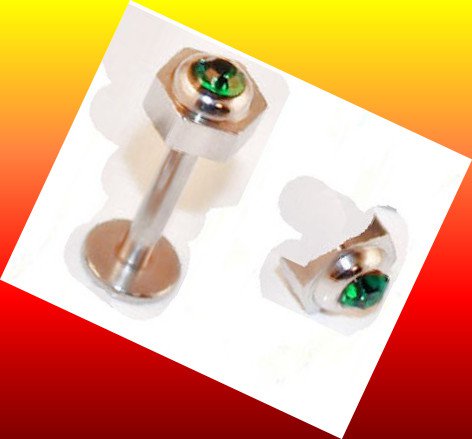 CZ Nuts & Bolts Lip Labret Ring Monroe Stud Jewelry Piercing 14 Gauge
