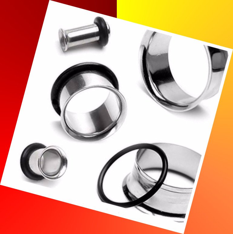 Pair 6G 4mm Steel Ear Tunnel Single Flare Plugs Earring Gauges