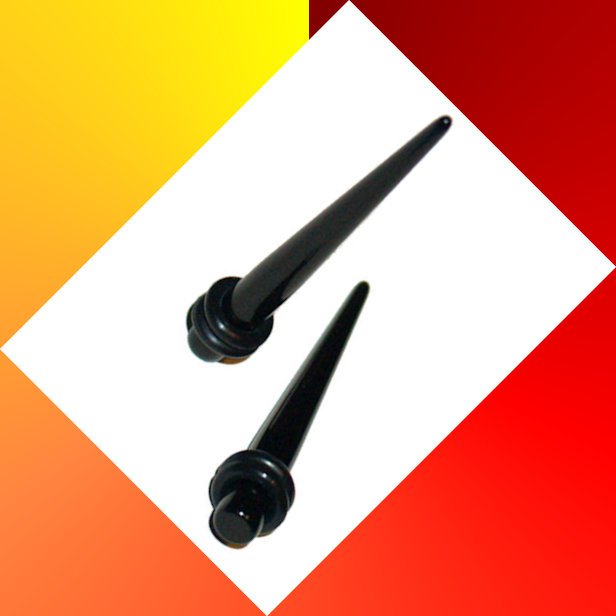 Pair Black Acrylic 4G 5mm Ear Taper Stretcher Ear Gauges Expander Plugs