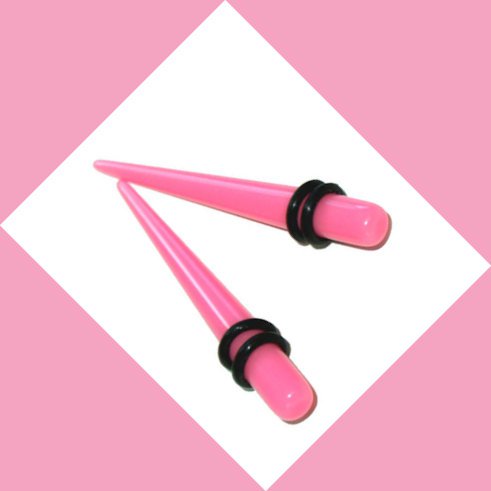 Pair Pink Acrylic 2G 6mm Ear Taper Piercing Expander Earring Plugs