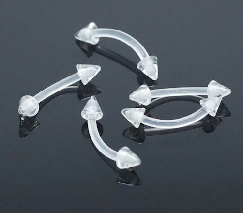 Pair Clear Acrylic Curved 16G 5/16 Spike Eyebrow Retainer Ring /Tragus ...