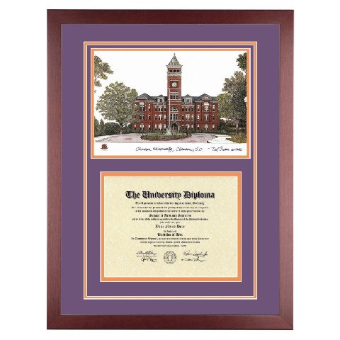 Clemson University South Carolina Diploma Frame with Lithograph Art ...
