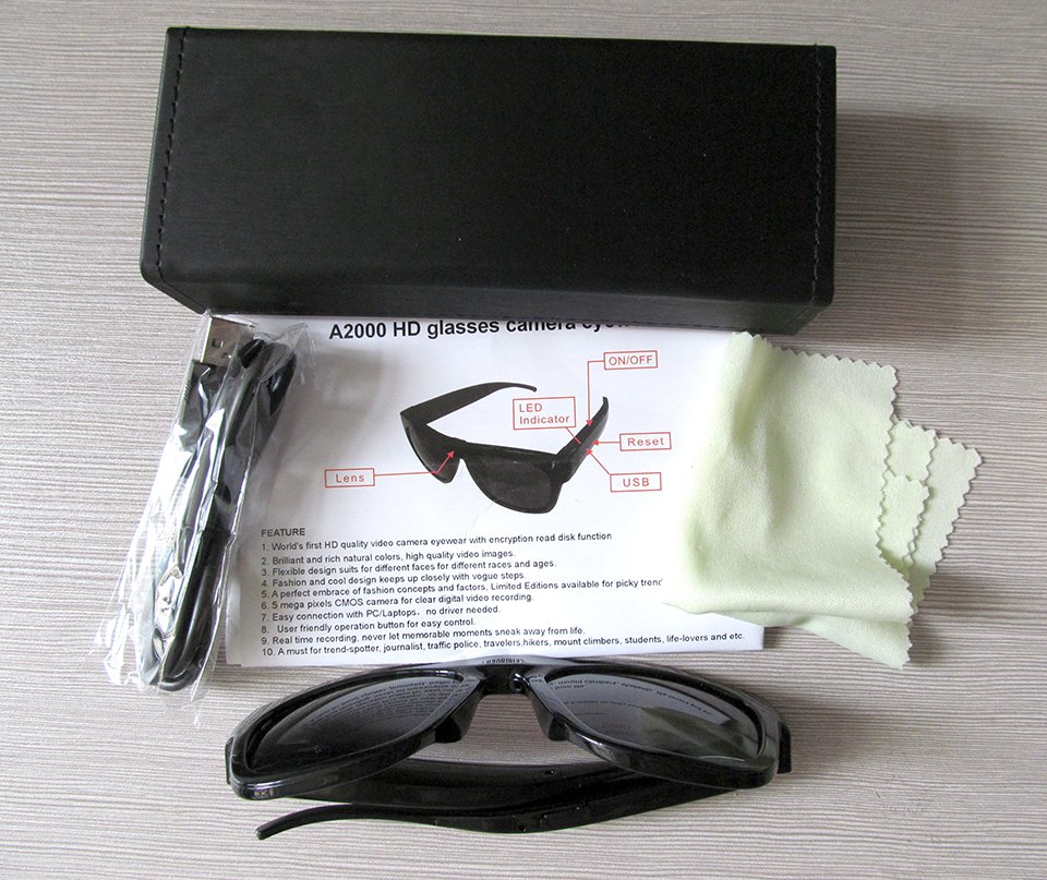 A2000 1080P 5MP HD sunglasses SPY camera eyewear Camcorder DVR with ...