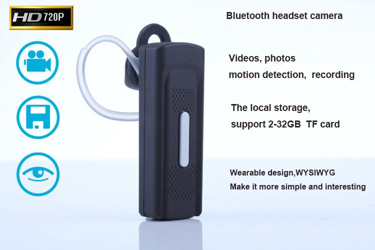 NEW HD 720P Bluetooth earphone SPY Camera DVR with Motion Detection ...