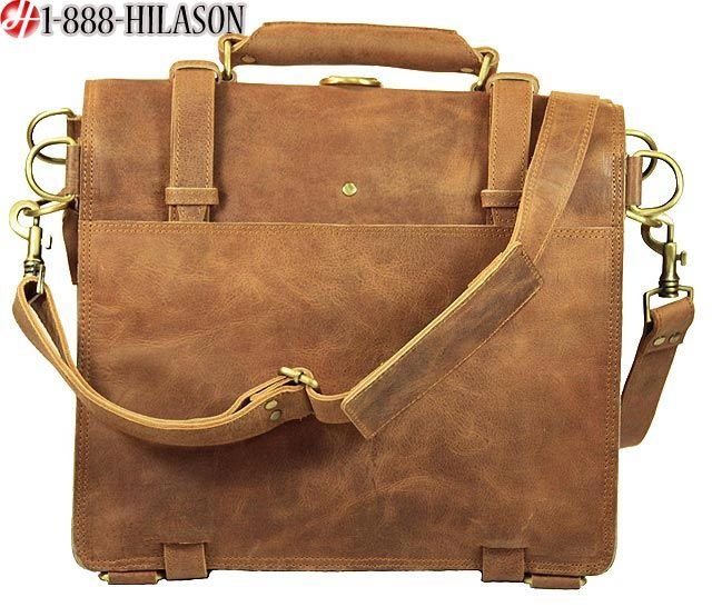 Rustic Vintage Leather Briefcase Backpack Laptop Bag M