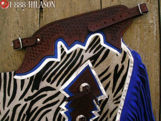 565 BULL RIDING ZEBRA HAIR ON LEATHER RODEO CHAPS