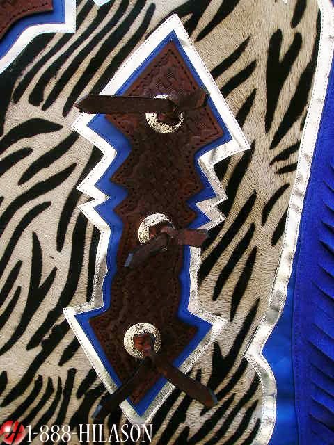 565 BULL RIDING ZEBRA HAIR ON LEATHER RODEO CHAPS