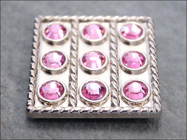 CN090F- 2 PINK CRYSTAL RHINESTONE SQUARE CONCHOS BLING HEADSTALL TACK ...