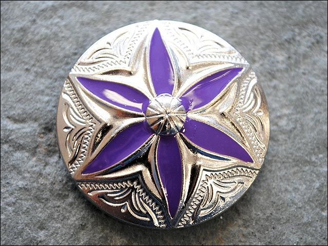 CN072F- 8 ROUND FLORAL PURPLE INLAY CONCHOS BLING HEADSTALL TACK SADDLE ...