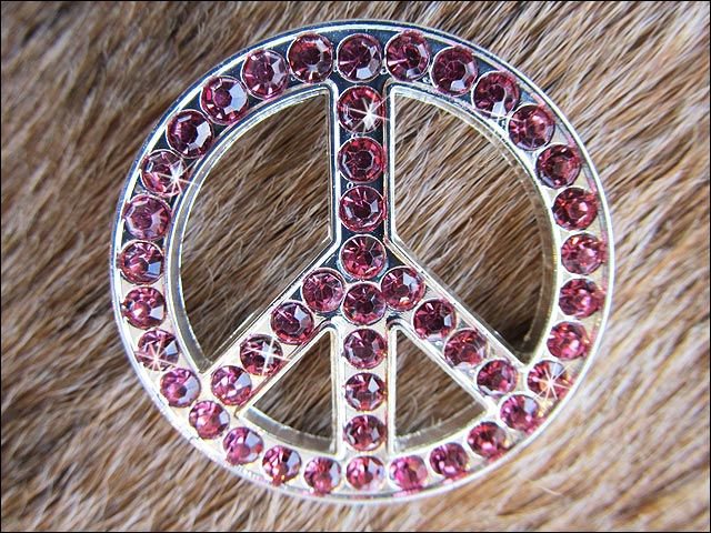 CN006F- 16 FUCHSIA PEACE RHINESTONE CONCHOS CRYSTALS HEADSTALL TACK BLING
